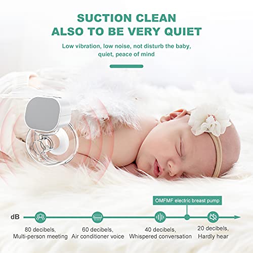 OMFMF Wearable Breast Pump,Quiet & Hands-Free,Portable,in-Bra Double Electric Breast Pump,Pain Free Strong Breastfeeding Pump Strong Suction 2 Pack(Gray)