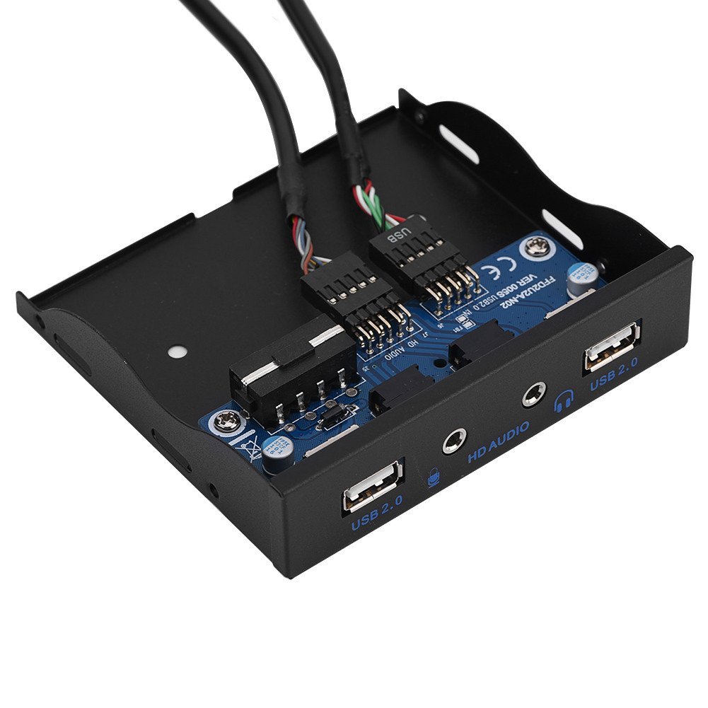 Richer-R Floppy Front Panel,USB2.0 HD-Audio Floppy Front Panel 3.5'' 9Pin to 2 USB2.0 Interface with Mic Audio
