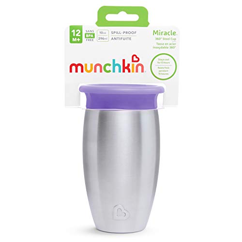 Munchkin® Miracle® Stainless Steel 360 Toddler Sippy Cup, 10 Ounce, Purple