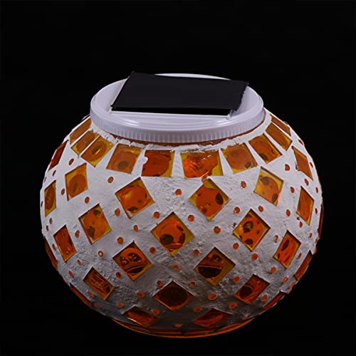 HEALLILY Fence Mosaic Lamp Weatherproof Solar Powered Glass Globe Ball Light LED Pathway Night Lamp for Home Garden Lawn Patio Yard