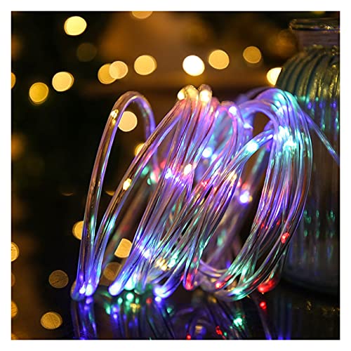 HJHSH Outdoor Solar String Lights, Decorative Lighting Warm White with 8 Modes Festival Lighting Waterproof Multi-Coloured for Patio Home Garden Christmas Parties (Length : 7m, Light : Colored Light)