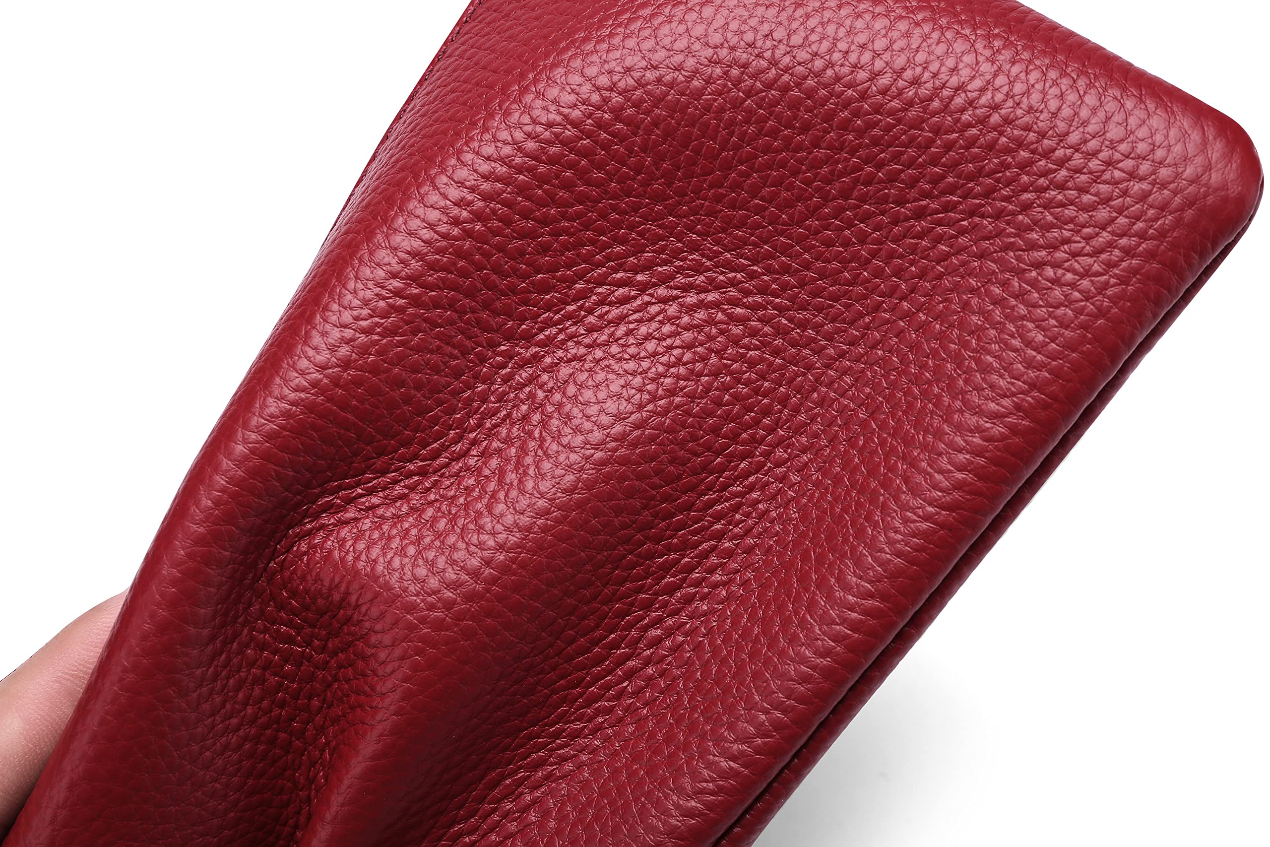 COKOK Wristlet Coin Purse-Women's Wristlet Clutch Slim Leather Wallet RFID Blocking Handbag(Wine Red)