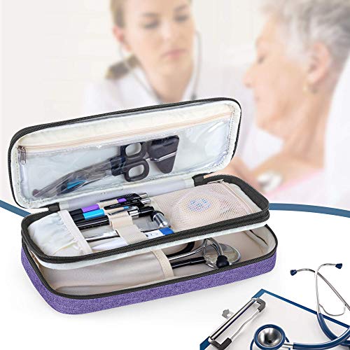 Teamoy Double-Layer Stethoscope Case-Compatible with Littmann Classic III/Cardiology IV, ADC, Omron Stethoscope,Stethoscope Carrying Case Storage Bag for Accessories,Purple