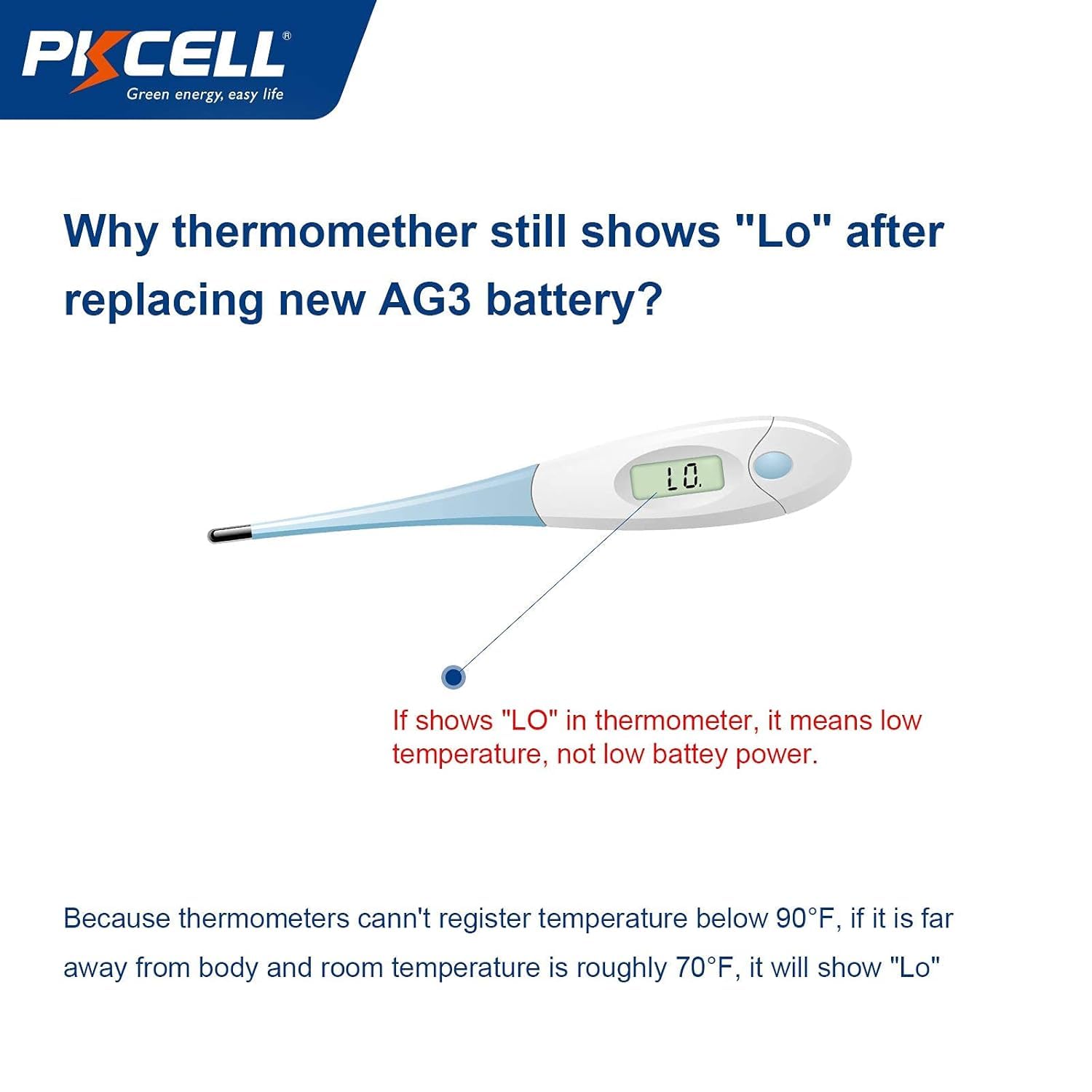 PKCELL AG3 1.5V Battery LR41 392 384 192 Button Alkaline Cell for Digital Thermometer- 5Count