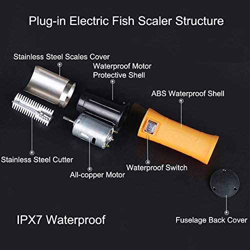 Speder Fish Scaler Corded Electric Fish Scale Remover Scraper Cleaner Kit with Waterproof Powerful Motor and AC Power Adapter for Fish Scaling