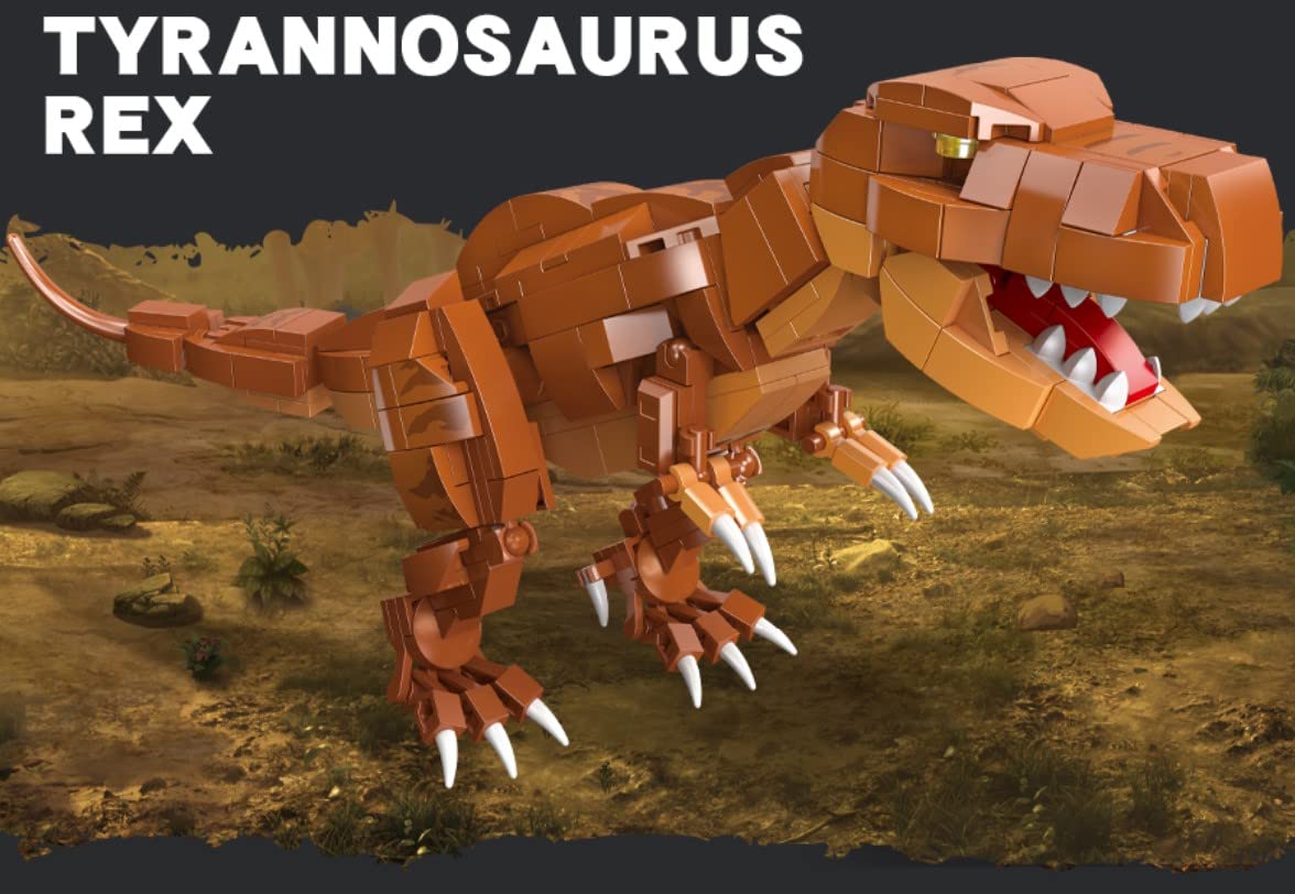 Apostrophe Games Tyrannosaurus Rex Building Block Set - 350 Pcs, Dinosaur T-Rex Model for Kids and Adults
