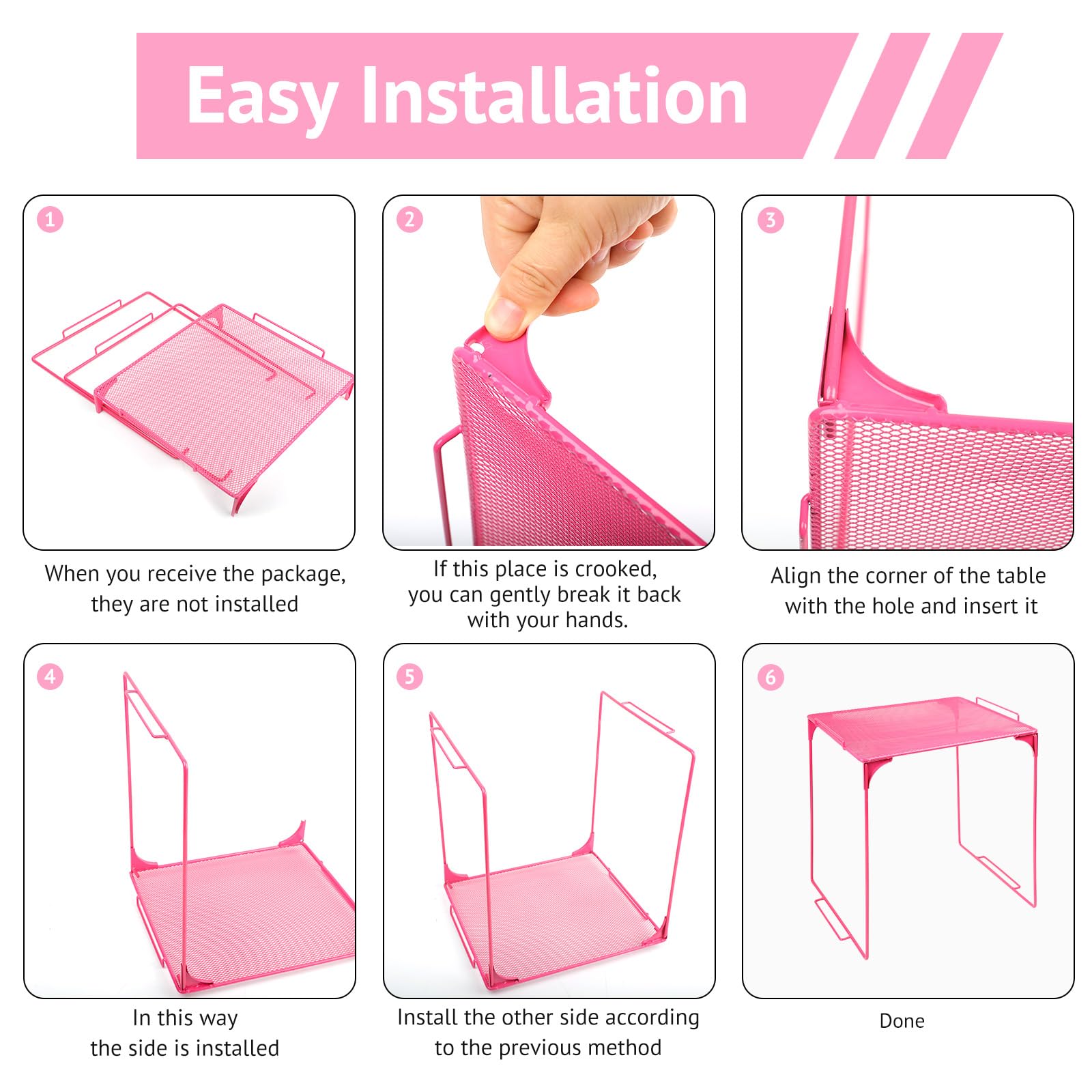 AUECOOME Locker Organizer Pink Shelf Locker shelfs Tall Shelf Metal Locker Shelves Organizer Locker Shelf for School Locker Accessories Suitable for School, Office, and Home use (1,Pink)