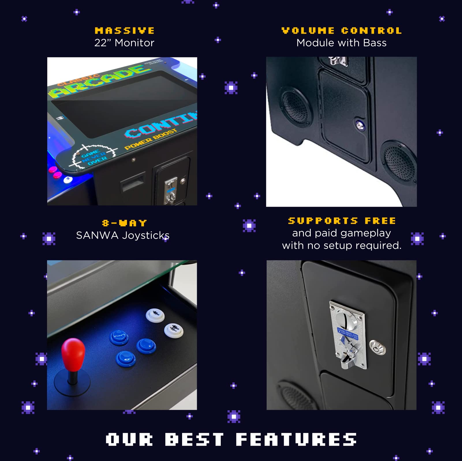 Creative Arcades Full Size Commercial Grade Cocktail Arcade Machine | 2 Player | 60 Games | 22" LCD Screen | Square Glass Top | 2 Sanwa Joysticks | 2 Stools | 3 Year Warranty