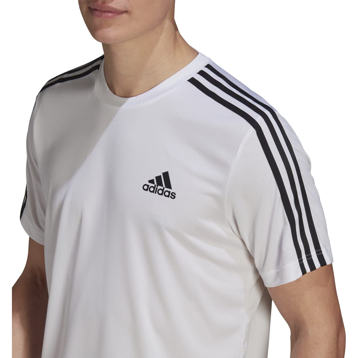 adidas Men's AEROREADY 3-Stripes Tee, White/Black, X-Large