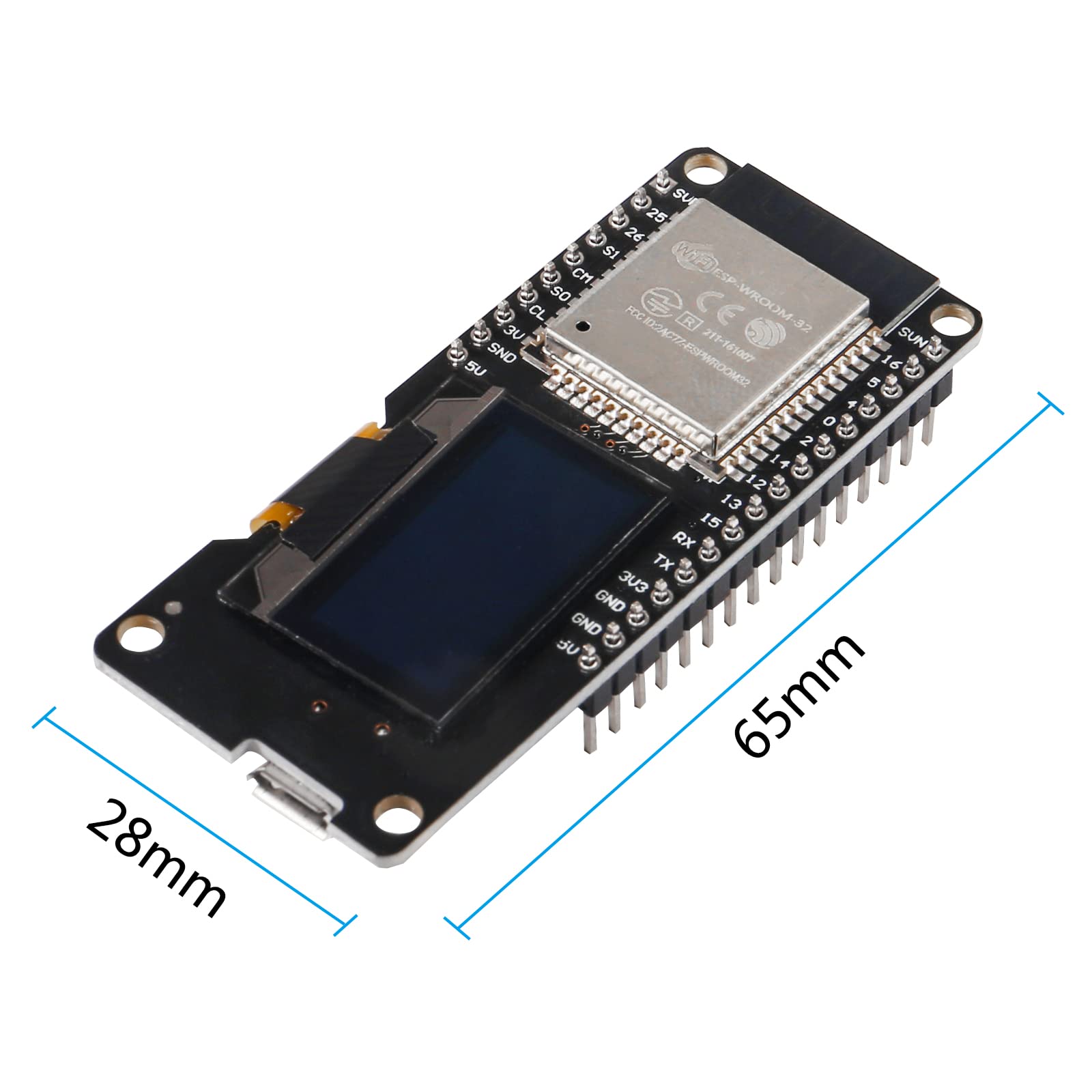 AITIAO 2PCS 0.96" OLED ESP-WROOM-32 ESP32 Display 2.4GHz WiFi Bluetooth Dual Mode Development Board Display for Wemos D1 AP STA