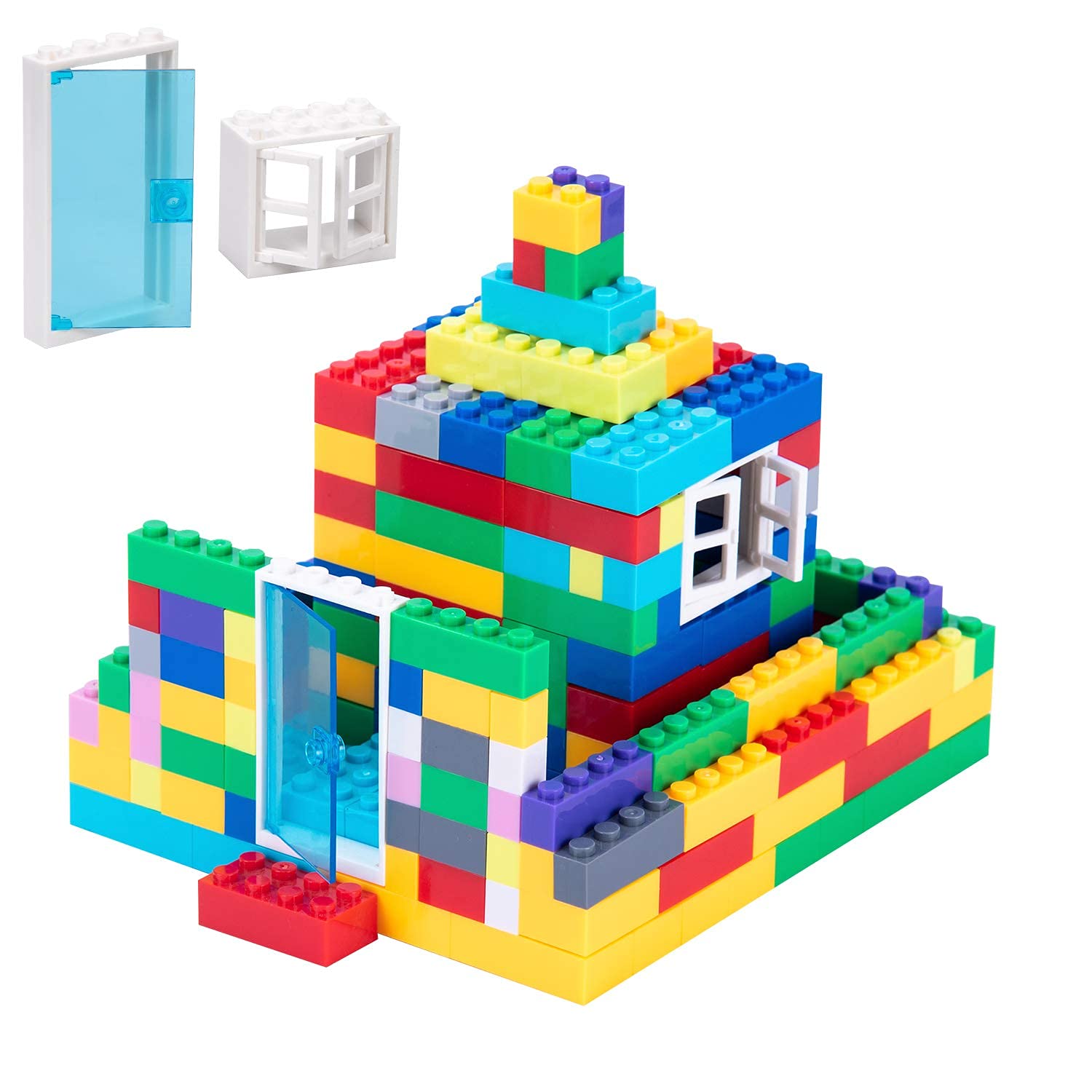Building Bricks 1500 Pcs, Naivtu Building Blocks for Kids Ages 4-8, Bulk Toy Building Sets with Windows,Doors and Wheels, Classic Creative Bricks Compatible with All Major Brands