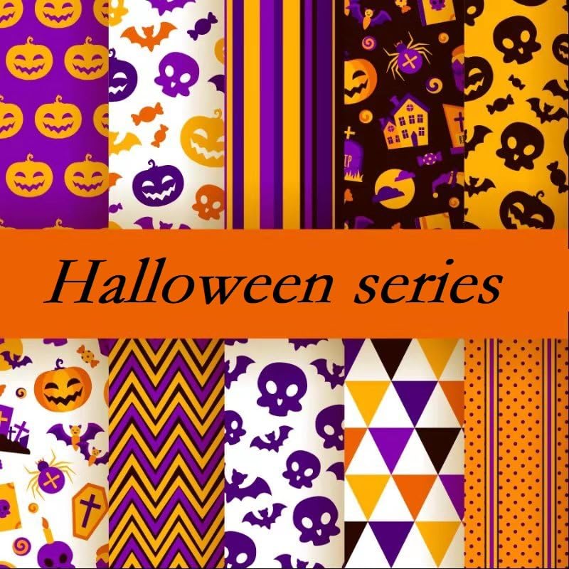 70 Pcs 10 x 10 Inch Cotton Fabric Square Patchwork Fabrics Multi Color Square Patchwork Fabric Quilting Fabric Bundles for DIY Crafts Cloths Handmade Accessory (Halloween)