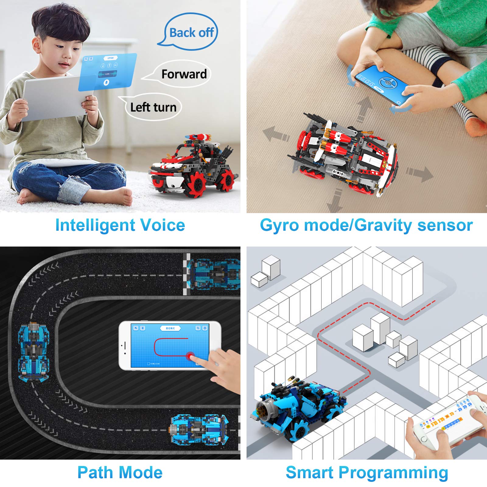 Building Remote Control Car, STEM Toys Set 546 Pcs Building Blocks Kit DIY Rechargeable RC Car with APP & Remote Control, Build Your Own Racing Stunt RC Vehicle for Kids Educational, Early Learning