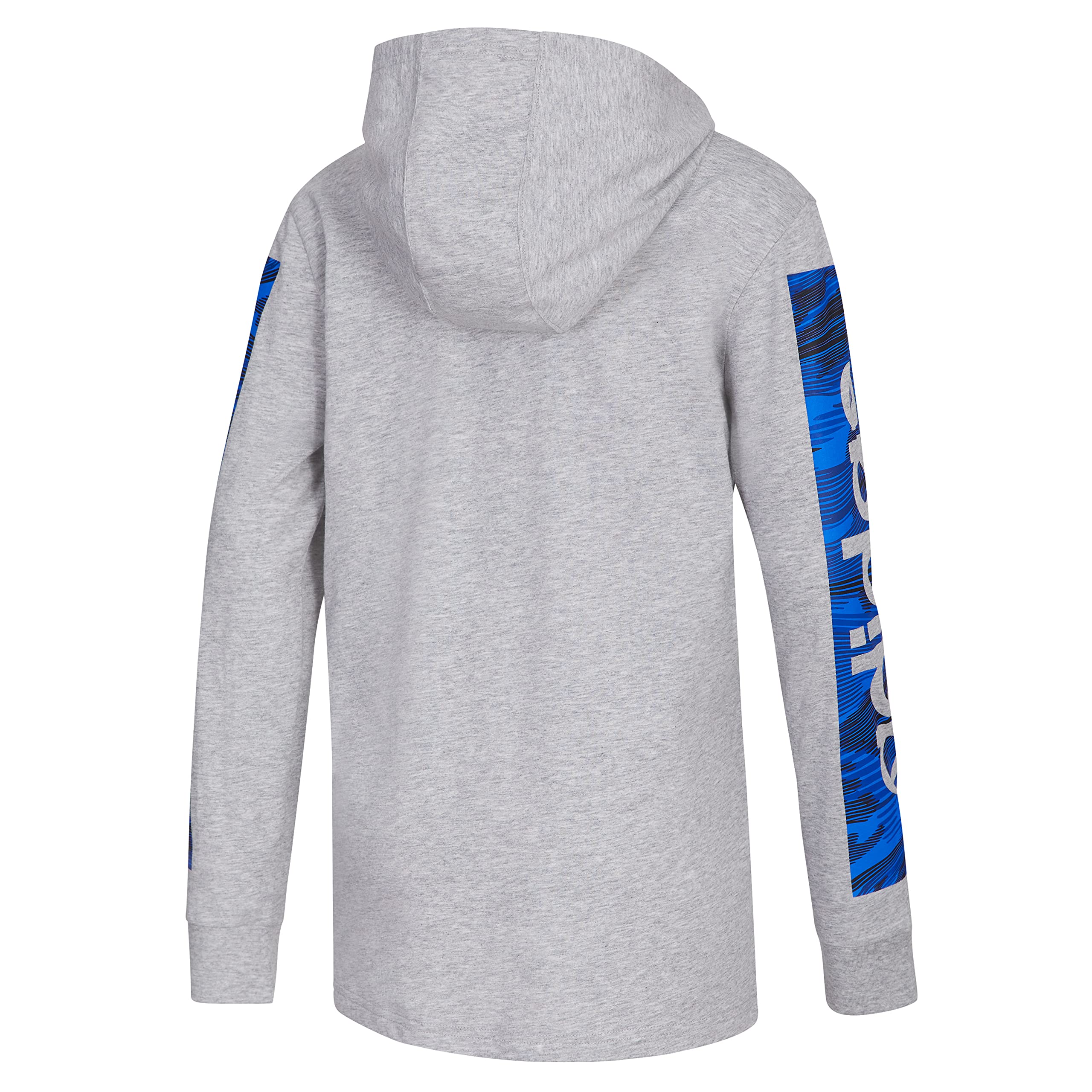adidas boys Long Sleeve Linear Camo Hooded Heather Tee T Shirt, Charcoal Grey Heather, Small US