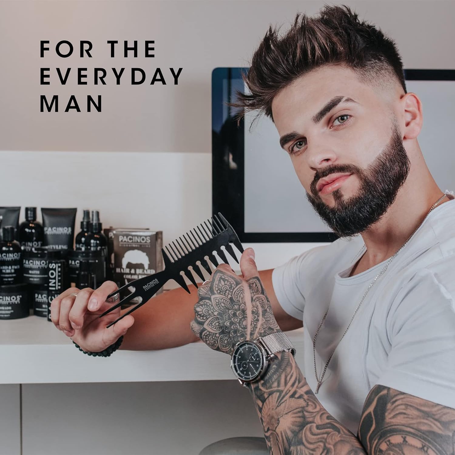 Pacinos Hair Fiber Kit - Conceal Thinning Hair Instantly with Fiber Hold Spray - Black
