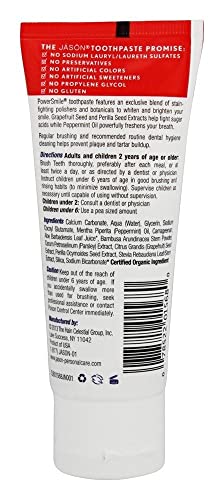 Jason Powersmile Whitening Fluoride-Free Toothpaste, Powerful Peppermint, Travel Size, 3 Oz