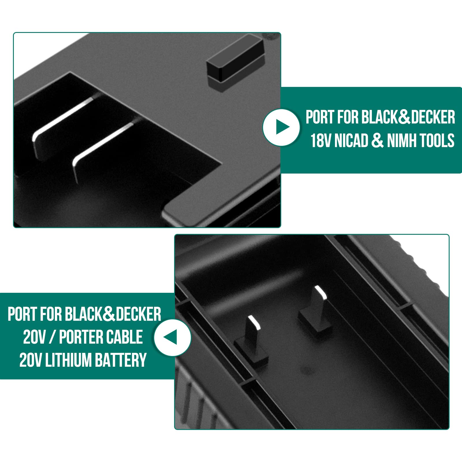 ADVTRONICS HPA1820 20V to 18V Adapter Compatible with Black Decker 18V Tools, Convert B & Decker & Stanley 20V Lithium Battery LBXR2020 for Black Decker 18V NiCad NiMh Battery Tools