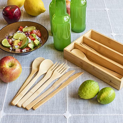 Totally Bamboo 12-Piece Reusable Bamboo Flatware Set with Portable Storage Case, Dishwasher Safe