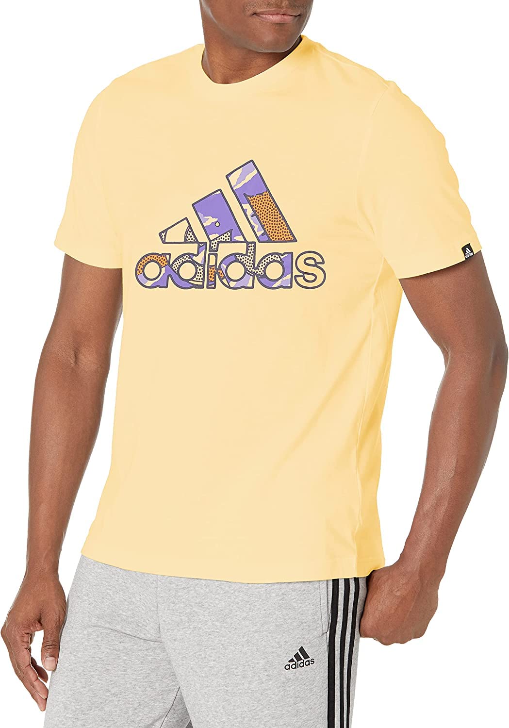 adidas Men's Badge of Sport Graphic Tee, Pulse Amber (Basketball), X-Large