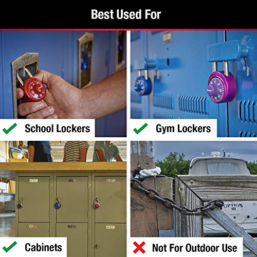 Master Lock 1530T Locker Lock Combination Padlock, 2 Count (Pack of 1), Colors May Vary