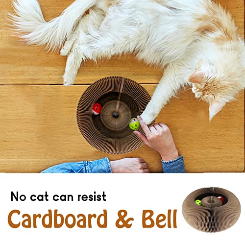 Dosanlues Cat Ball Toy, Foldable Cat Ball Track with 2 Cat Bell Balls, Magic Organ Cat Scratching Board Cat Toy for Indoor Cats Exercise, Cat Scratcher