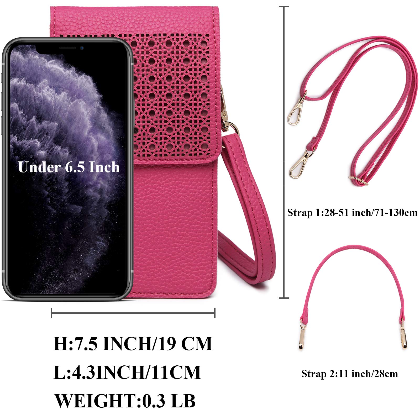 Laikiy Lightweight Leather Cell Phone Purse - Small Crossbody Bag Wristlet Purse