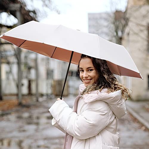 XGVO-IU Umbrella for Rain & Sun Travel Umbrella Windproof Quick-dry Strong High Quality Fashion trend Automatic Folding umbrella(Pure White)