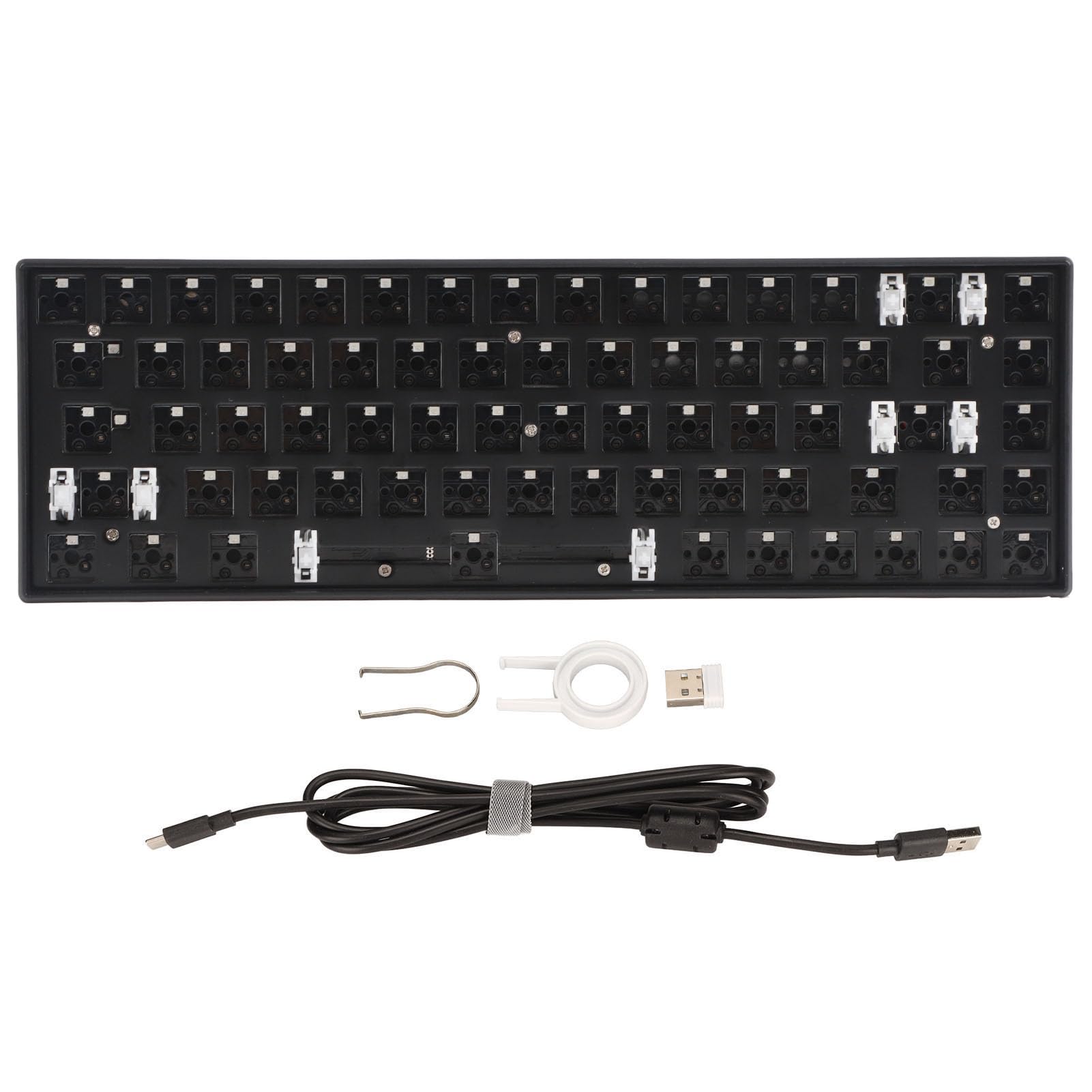 ASHATA WL68 65% RGB DIY Mechanical Keyboard, 68 Keys Hot Swappable 5Pin 3Pin Switch, Bluetooth 5.0/USB C Wired/2.4GHz Customized Gaming Keyboard Kit for Win/for