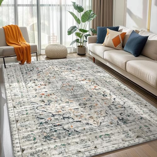 Area Rug 4x6 - Machine Washable Rug for Living Room, Non Slip Rug for Bedroom Dining Room Office Carpet