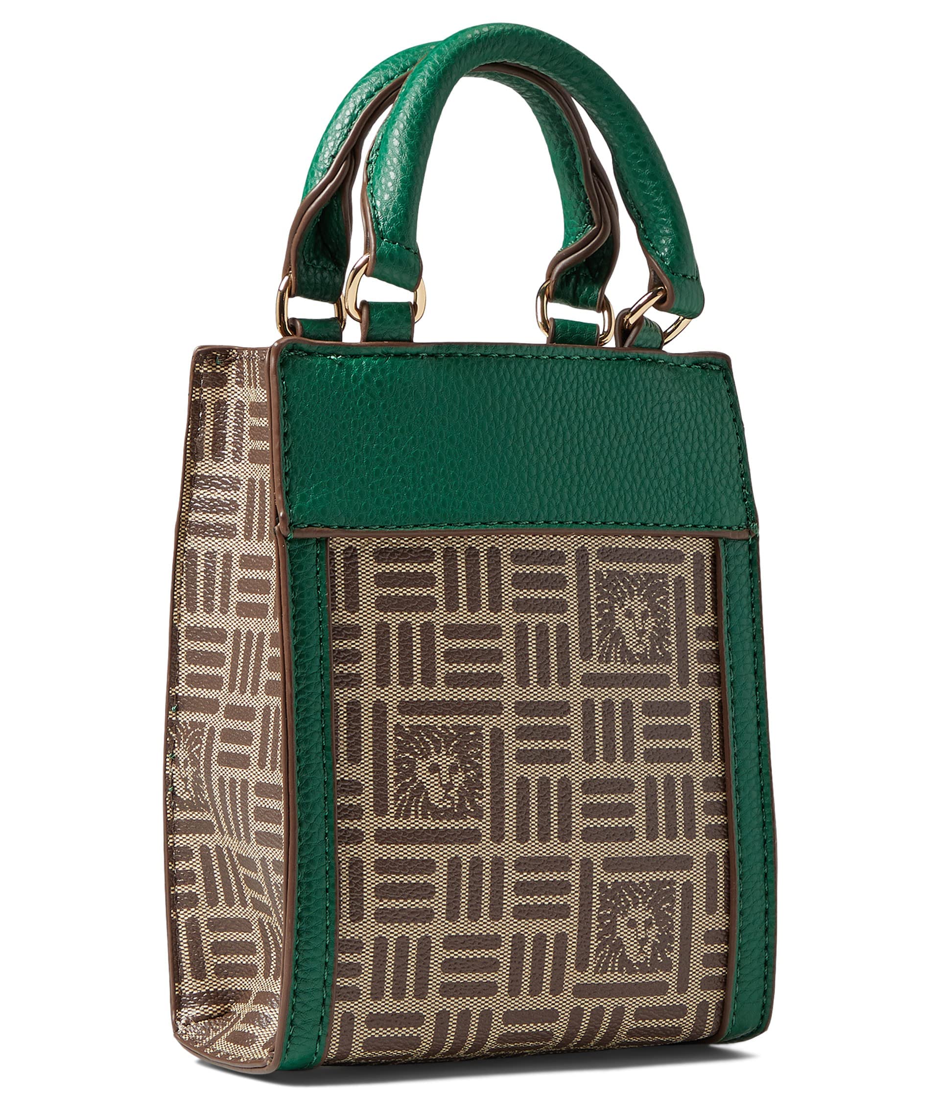 Anne Klein Mini n/s Horsebit Crossbody, Cream-Brown/Ivy Green