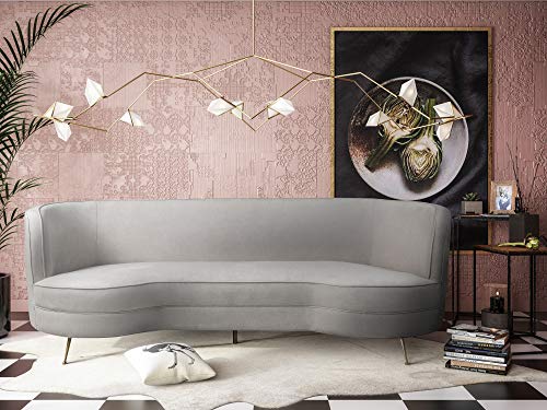 TOV Furniture Flare Modern Glam Curved Living Room Sofa, 91", Cream