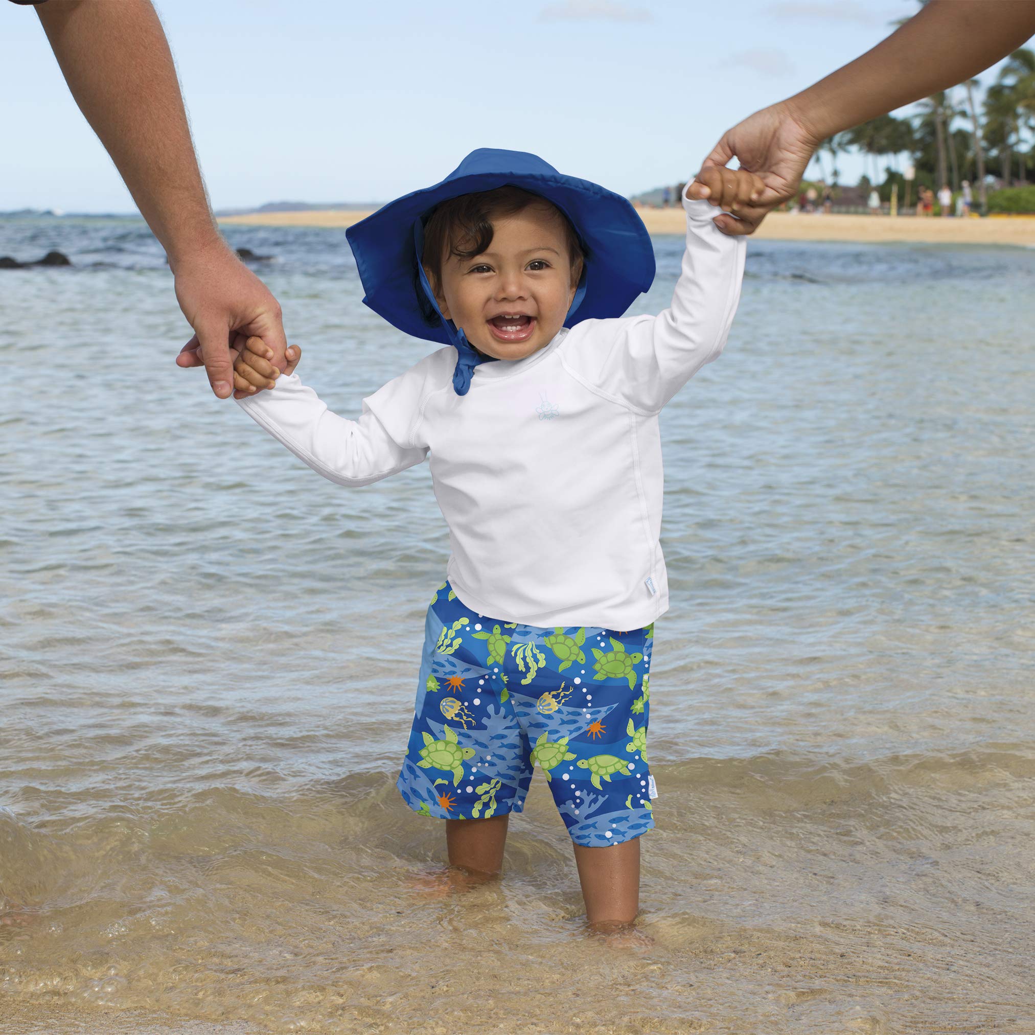 i play. by green sprouts baby-boys Trunks with Built-in Reusable Swim Diaper,Royal Blue Turtle Journey,18 mo