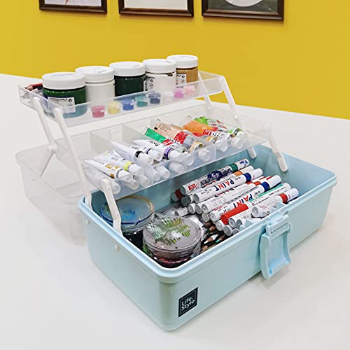 beLaxed Craft Organizers and Storage Box, 3-Layers Multifunctional Plastic Sewing Organizing Box with Handle, for Medicine, Art Supply, Makeup, Nail, Hair Accessories, Perfect Organizer Bins