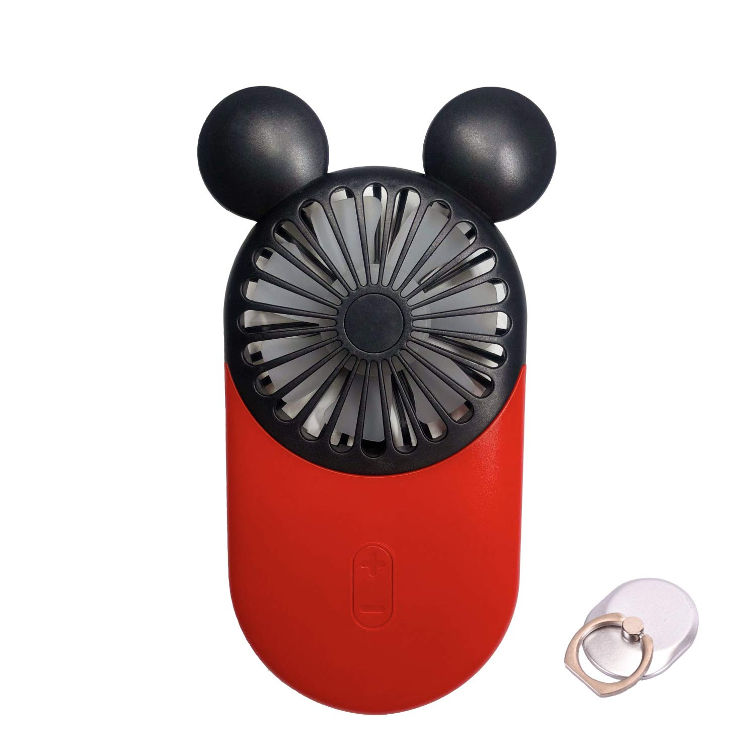 DecoLife Cute Personal Mini Fan, Handheld & Portable USB Rechargeable Fan with Beautiful LED Light, 3 Adjustable Speeds, Portable Holder, Perfect for Indoor Or Outdoor Activities, Cute Mouse