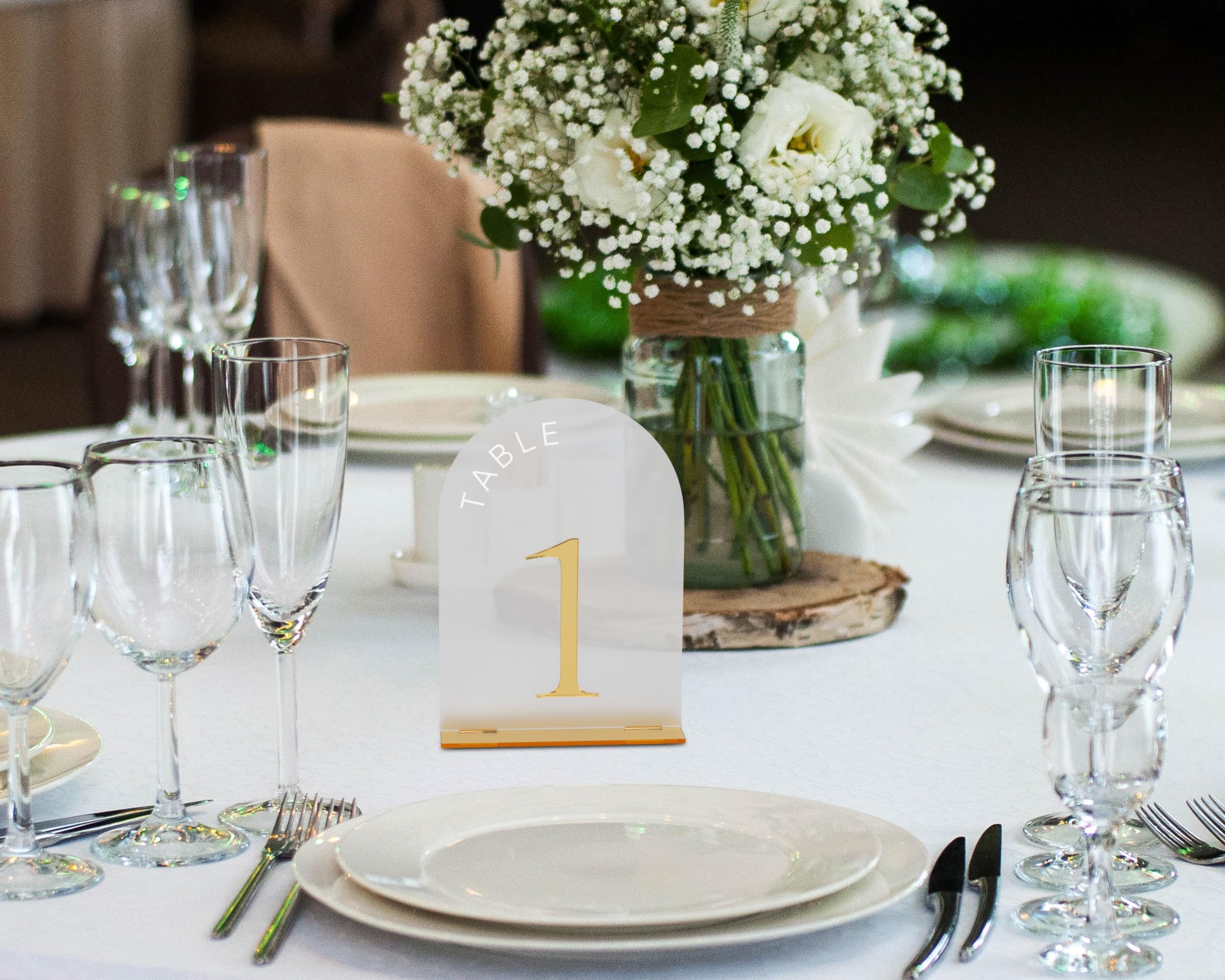 FIQSTER Frosted Arch Gold Table Numbers for Wedding Reception - Table numbers 1-30 - 5x7" Frosted Arch Acrylic Table Signs with Gold Mirror Numbers for Banquet, Party, Event, Anniversary (Table Numbers 1-30)