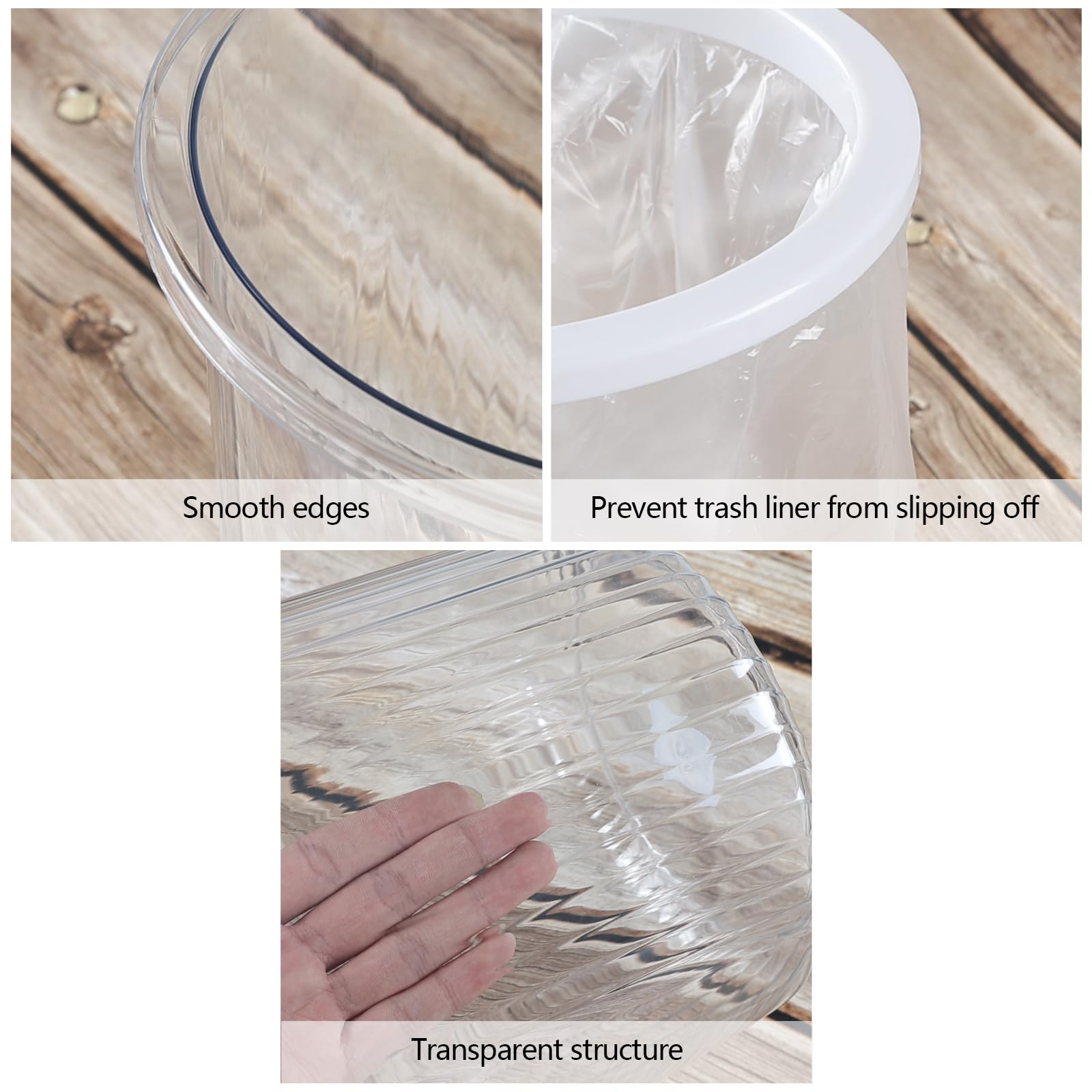 Bringer 2.6 Gallon Acrylic Clear Round Small Wastebasket for Bathroom, Bedroom, Kitchen, 4 Pack Plastic Small Trash Can