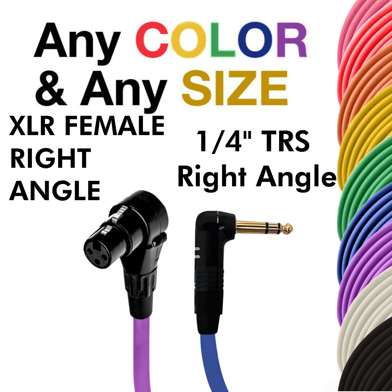COLUBER CABLE Right Angle XLR Female to Right Angle 1/4" TRS - 0.5 Feet - Black - Pro 3-Pin Microphone Connector for Powered Speakers, Audio Interface or Mixer for Live Performance & Recording