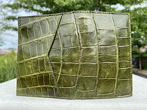 Double side Moss Green Crocodile Alligator leather skin Credit Cardholder, leather credit cardcase, leather creditcard cover
