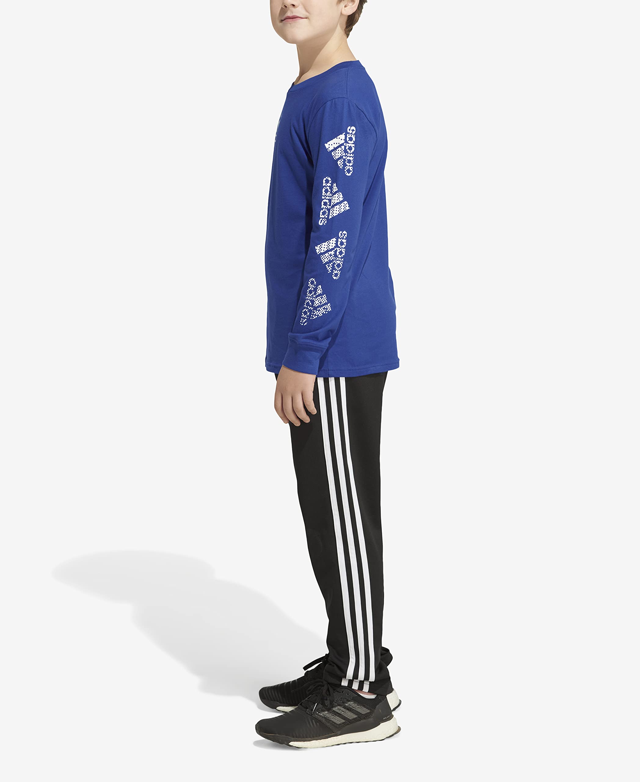 adidas Boys' Long Sleeve Pixel Brand Tee, Bold Blue, 5