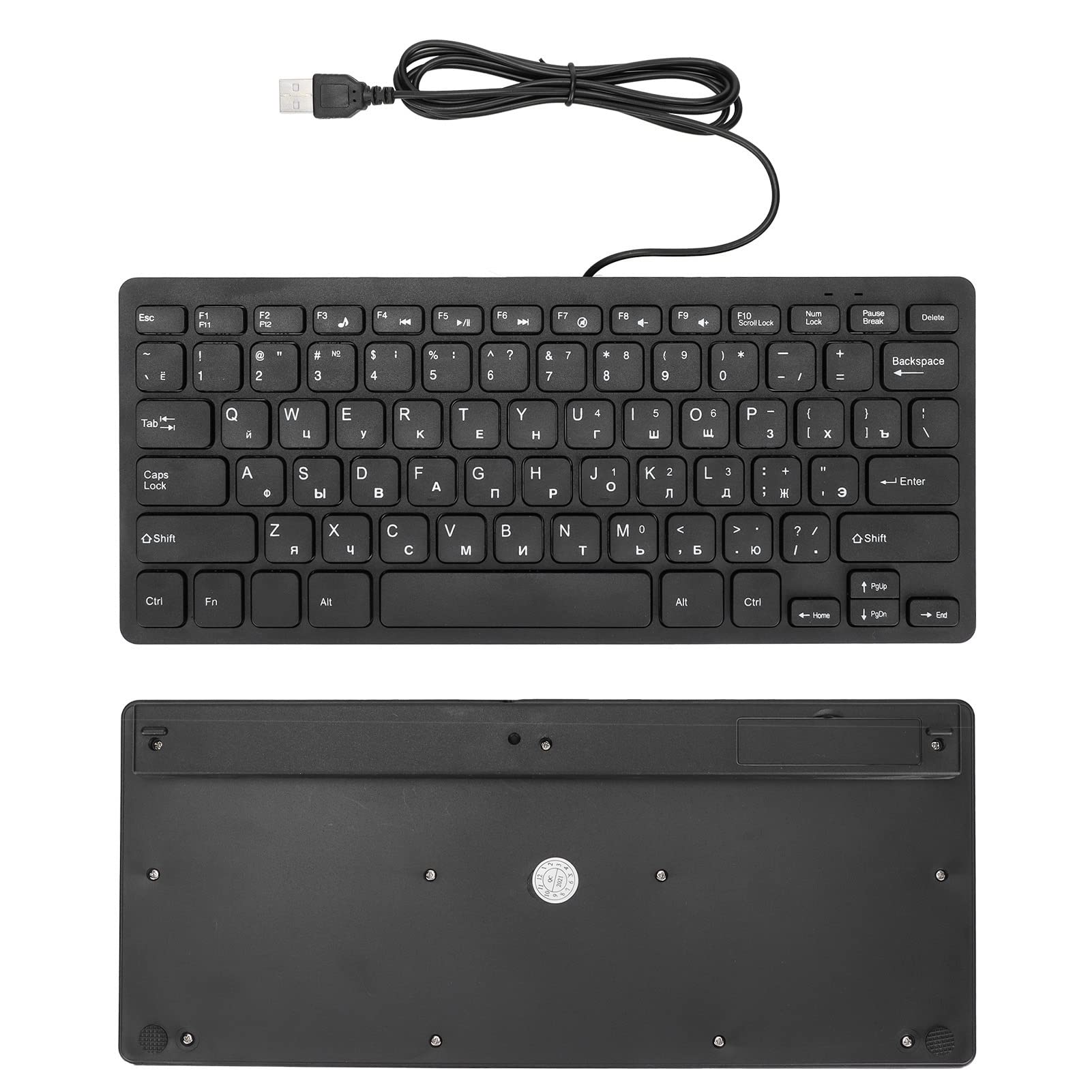 Asixxsix Wired USB Keyboard, Ergonomic Design 78 Keys Mechanical Keyboard Wired Computer Keyboard Gaming Keyboard Black Keyboard for PC Laptops Notebook Computer, Plug and Play (Russian)