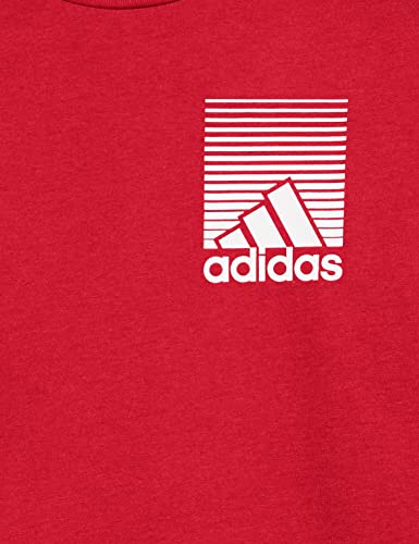 adidas Boys' Long Sleeve Cotton T-Shirt 3-Stripes Tee, Vivid Red, Medium (10/12)