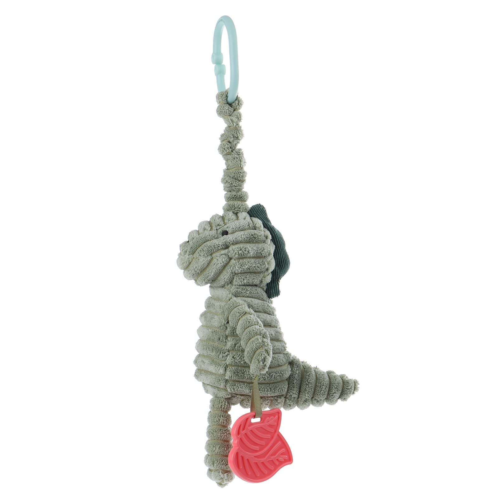 Apricot Lamb Baby Stroller or Car Seat Activity and Teething Toy, Features Plush Dinosaur Character, Gentle Rattle Sound & Soft Teether, 8.5 Inches