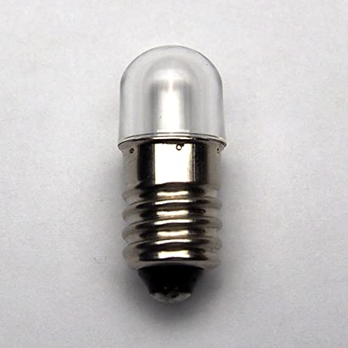 GutReise AC/DC E10 Bulbs, 10pcs 9 Volt Cold White E10 Replacement Bulbs Miniature Screw LED Lamps 0.5Watts 65Lm (9 Volt, Cold White)