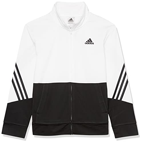 adidas Boys' Zip Front Iconic Tricot Jacket, Bright White, Large (14/16)