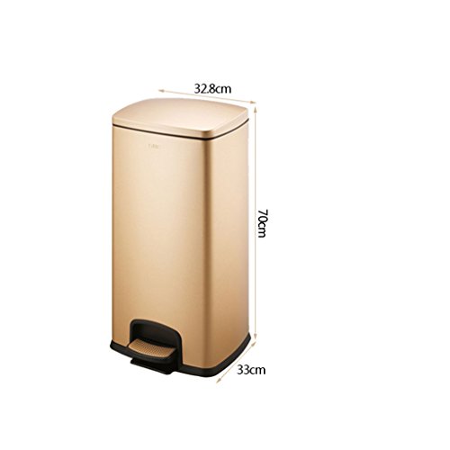 Trash Can 30 Liter/8 Gallon Stainless Steel Rectangular Kitchen Step, Ashbin/Rubbish Bin Anti-Fingerprint with Lid, Large Kitchen Garbage Can with Double Layer Foot Pedal