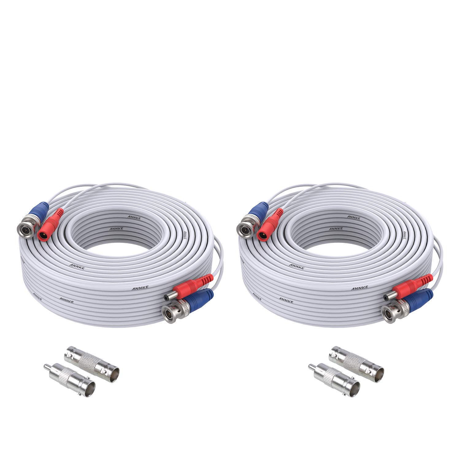 ANNKE Security Camera Cable (6) 30M/ 100ft All-in-One BNC Video Power Cables, BNC Extension Wire Cord for CCTV Camera DVR Security System (6-Pack, White)