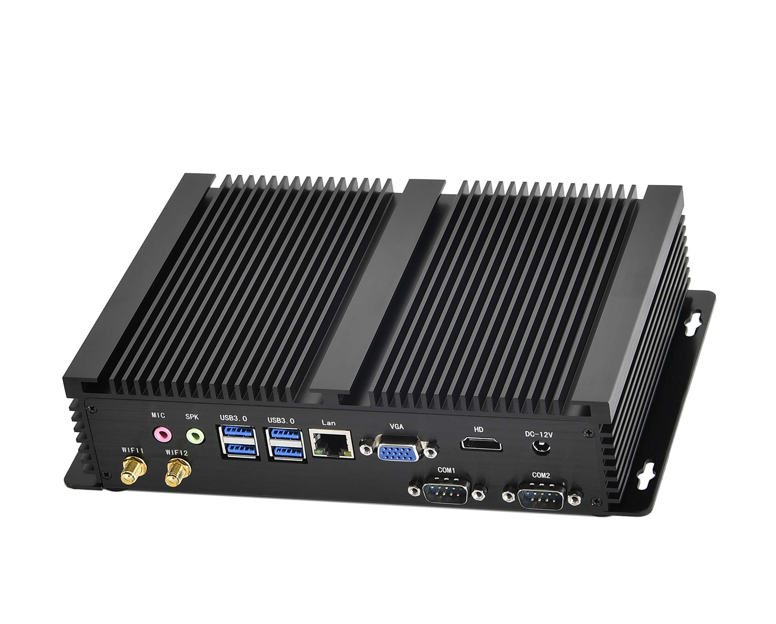 IDEARACE Fanless Mini PC, i5 8th Gen. 4 Cores CPU, 8GB DDR4 RAM+512GB SSD, 4K: 4096x2304, 2xCOM RS232, 4xUSB 3.0, HD, VGA, Metal Case