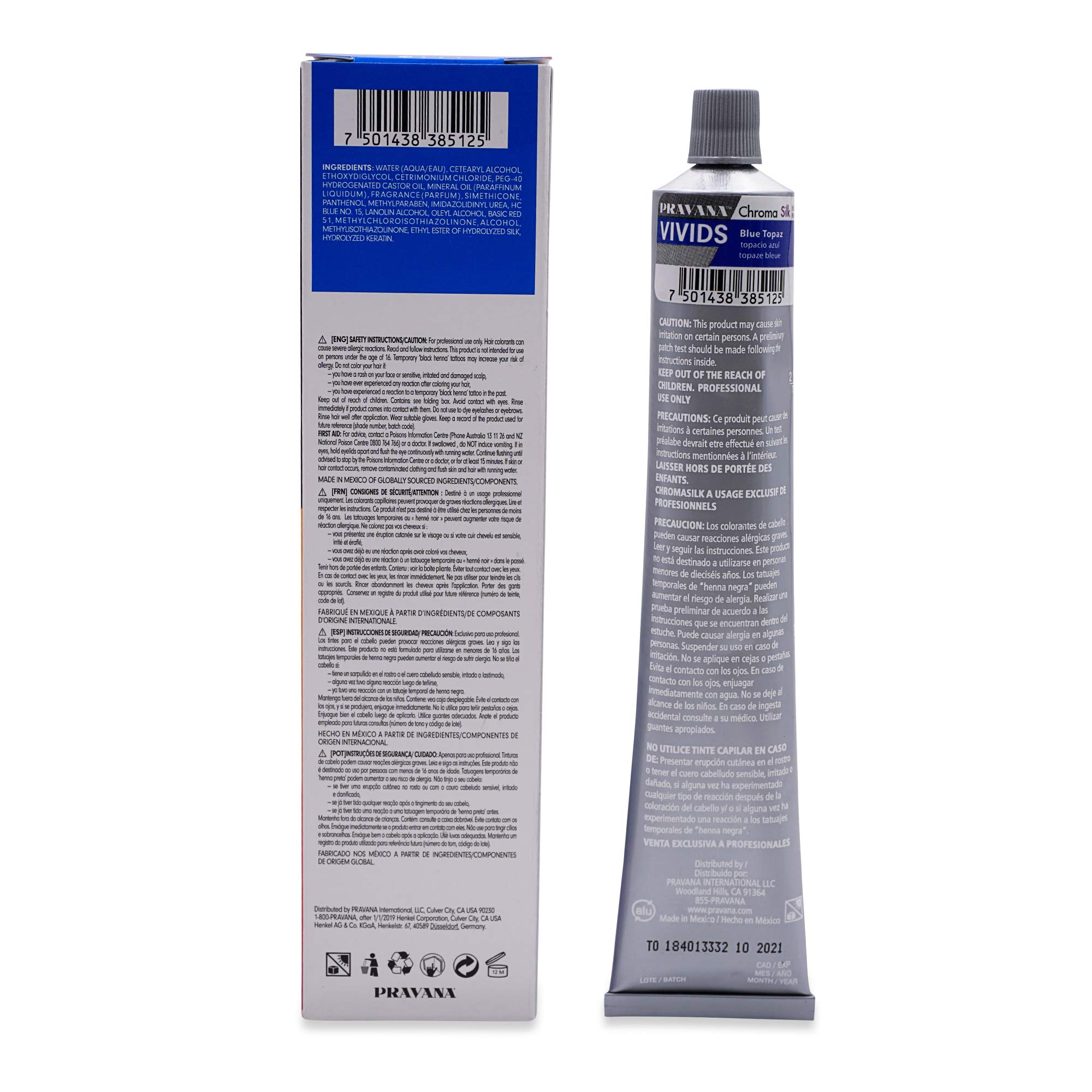 Pravana ChromaSilk Vivids Long-Lasting Vibrant Color - Blue Topaz Unisex, 3.04 Fl Oz (Pack of 1)