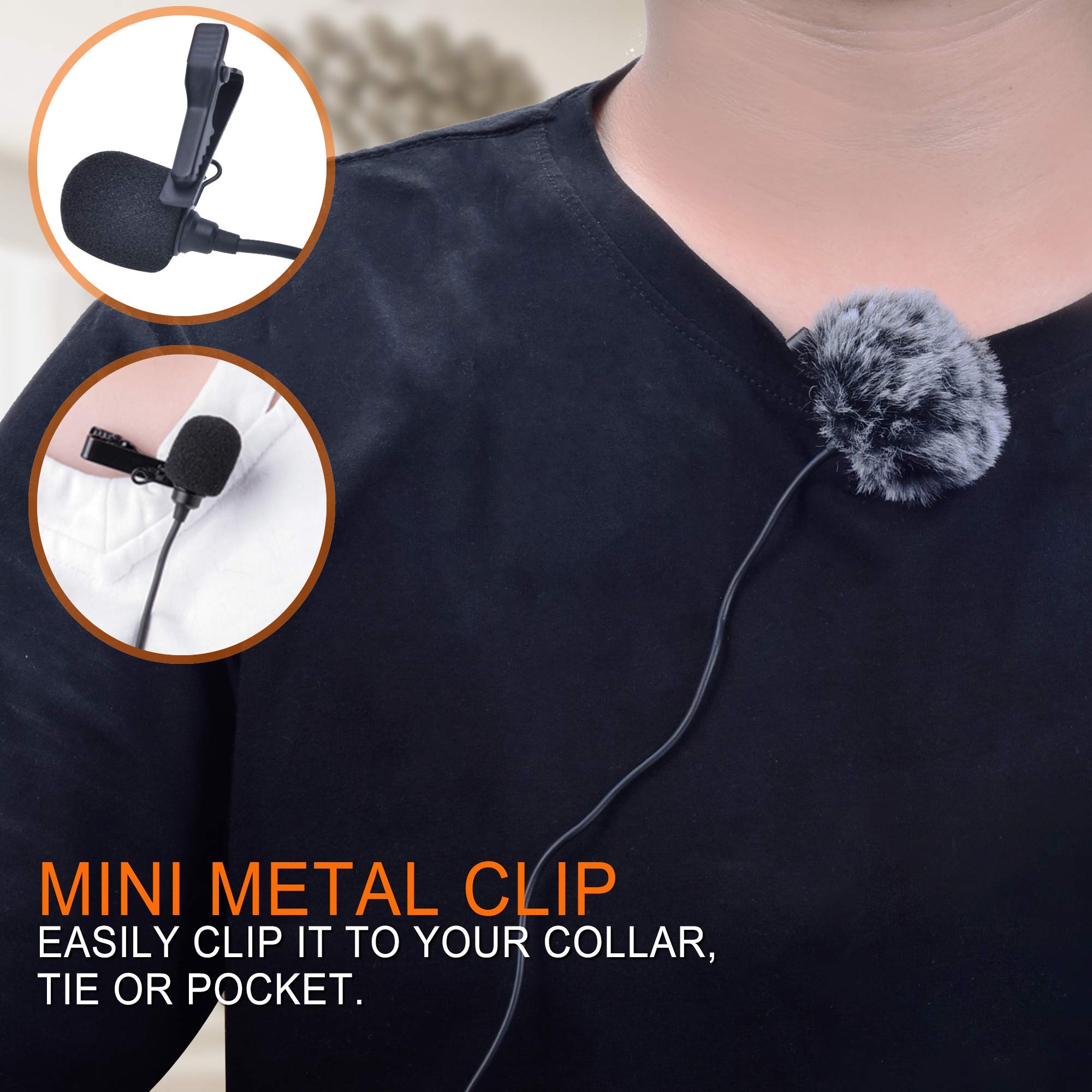 COMICA XLR Microphone CVM-V02C Cardioid XLR Lavalier Lapel Microphone, Microphone for Camera Canon Sony Panasonic Camcorders Zoom H4n H5 H6 Tascam DR-40 DR-100 Recorders (1 Pack)(5.9ft)