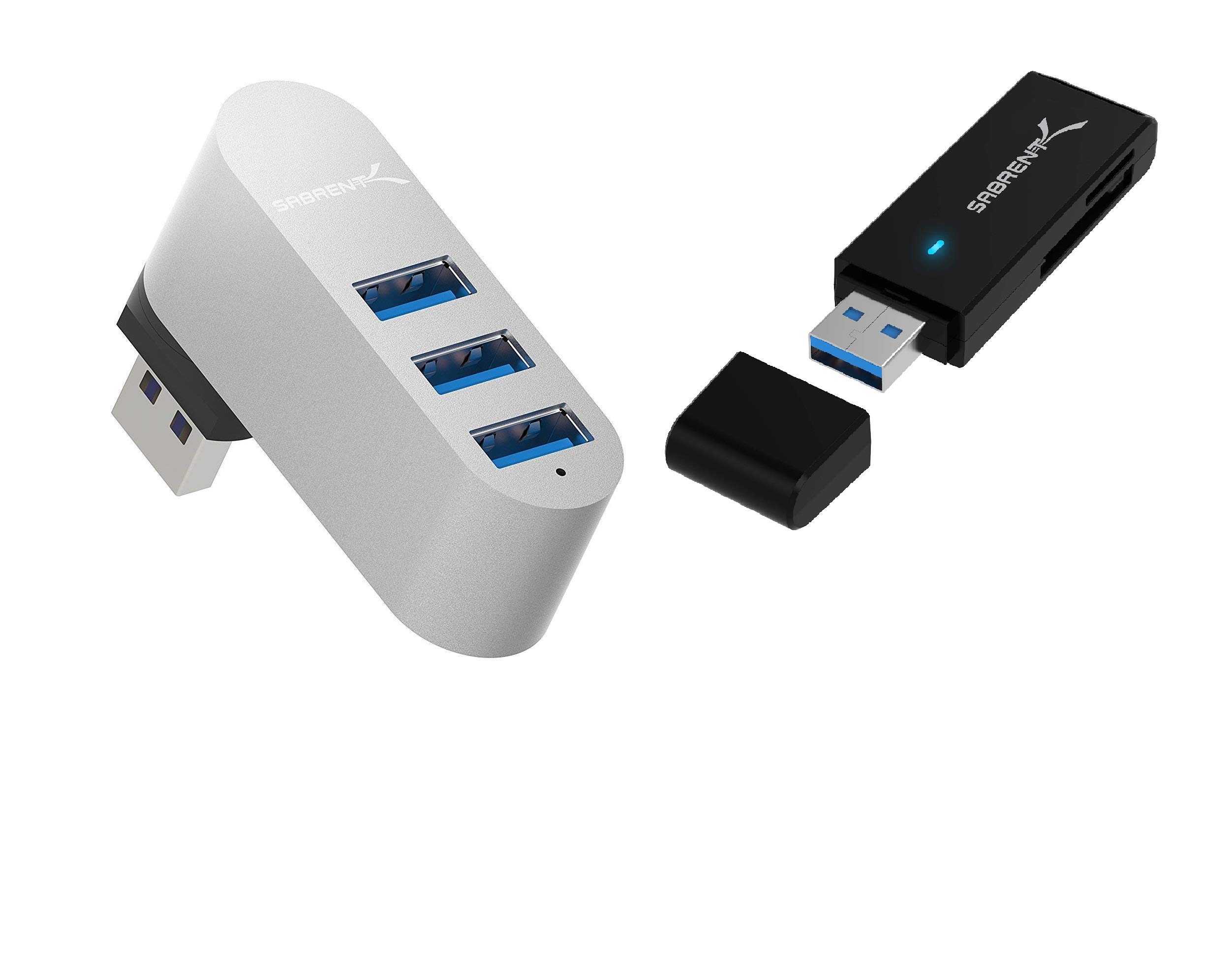 Sabrent Premium 3-Port Aluminum Mini USB 3.0 Hub + USB 3.0 Micro SD and SD Card Reader